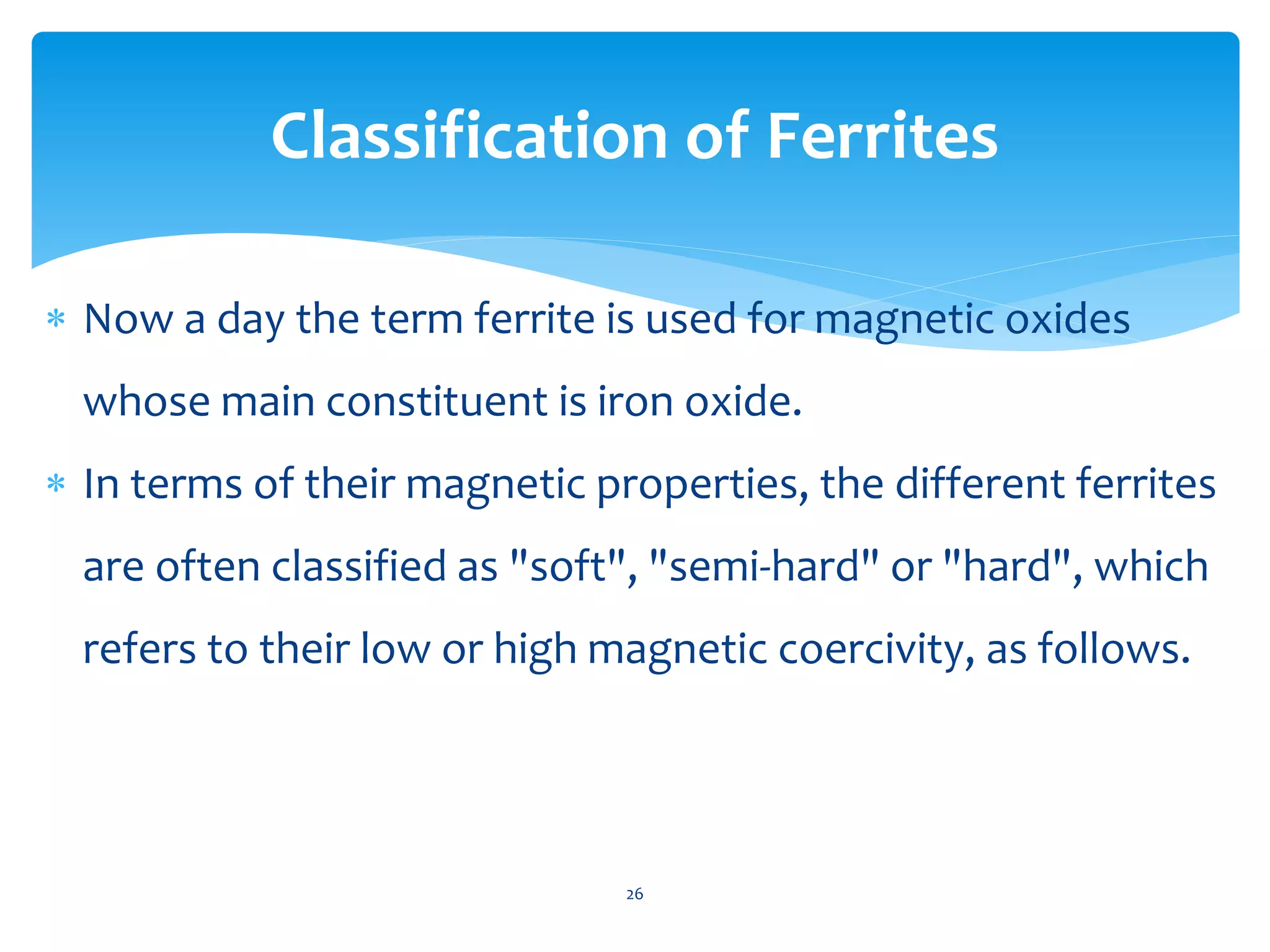 Spinel structure ferrites (ferrimagnetic) and ferromagnetic materials ...