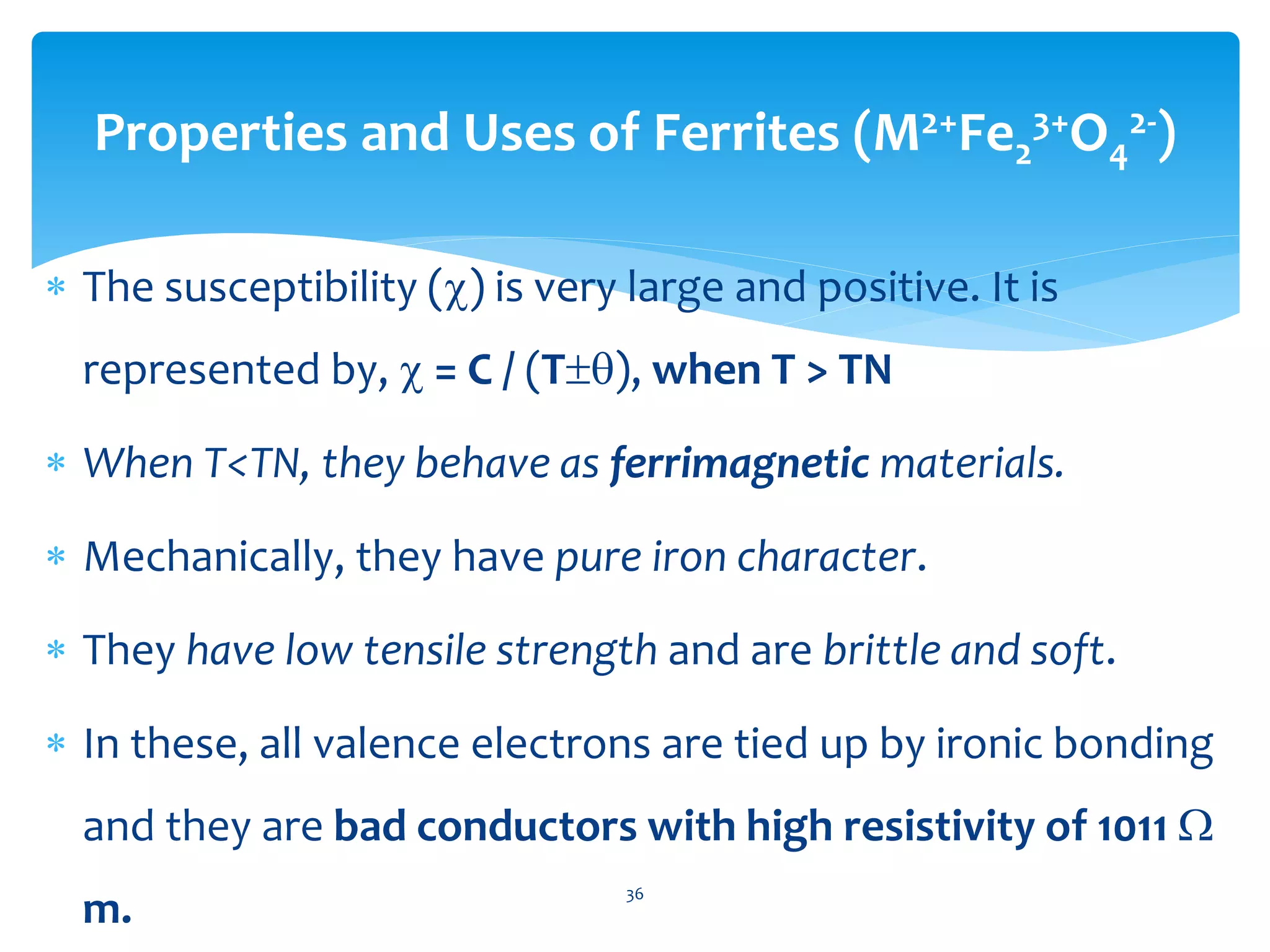 Spinel structure ferrites (ferrimagnetic) and ferromagnetic materials ...