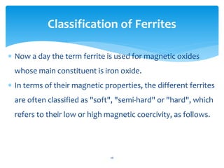 Spinel structure ferrites (ferrimagnetic) and ferromagnetic materials ...