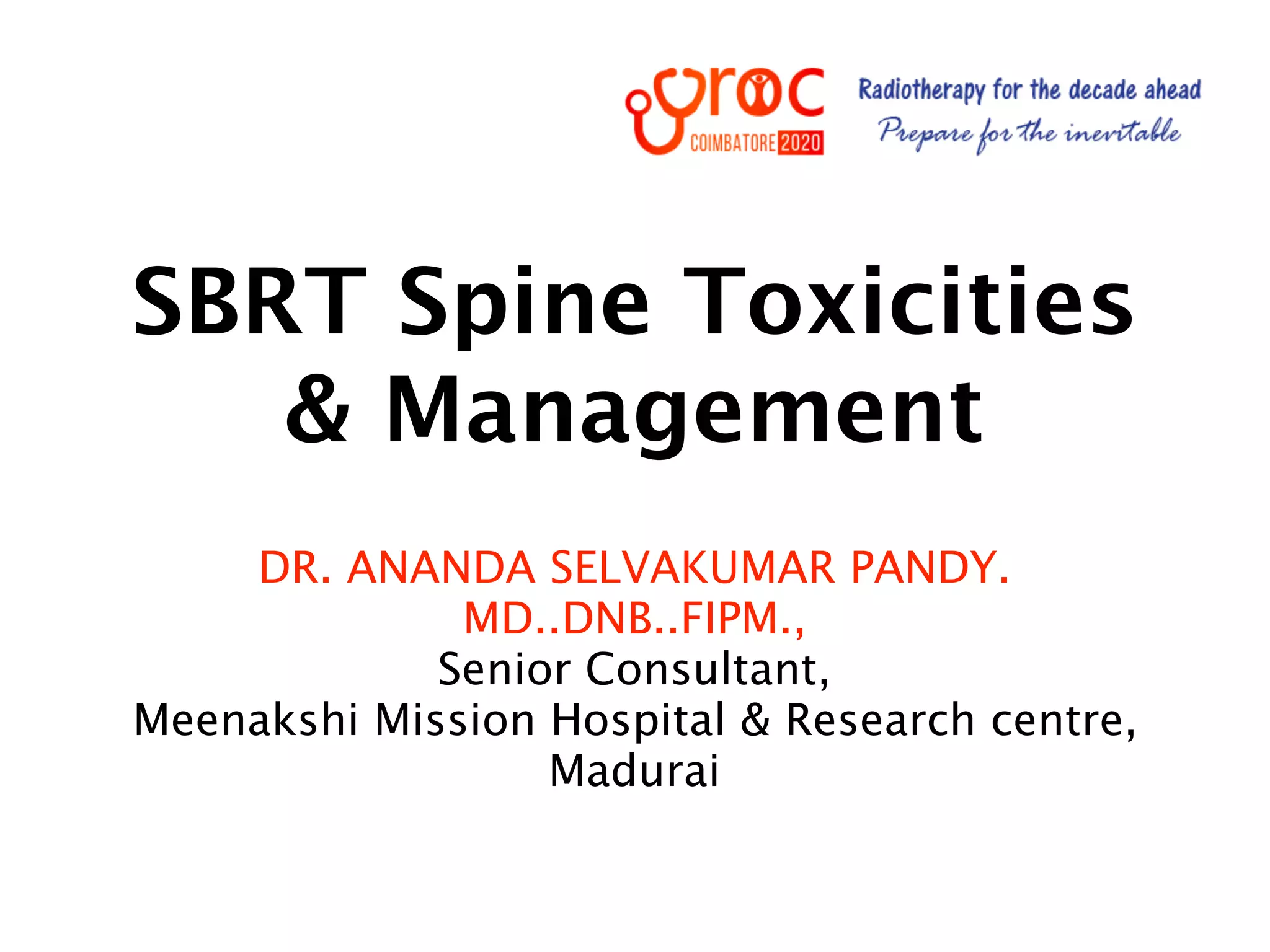 Spine SBRT toxicities & Management | PDF