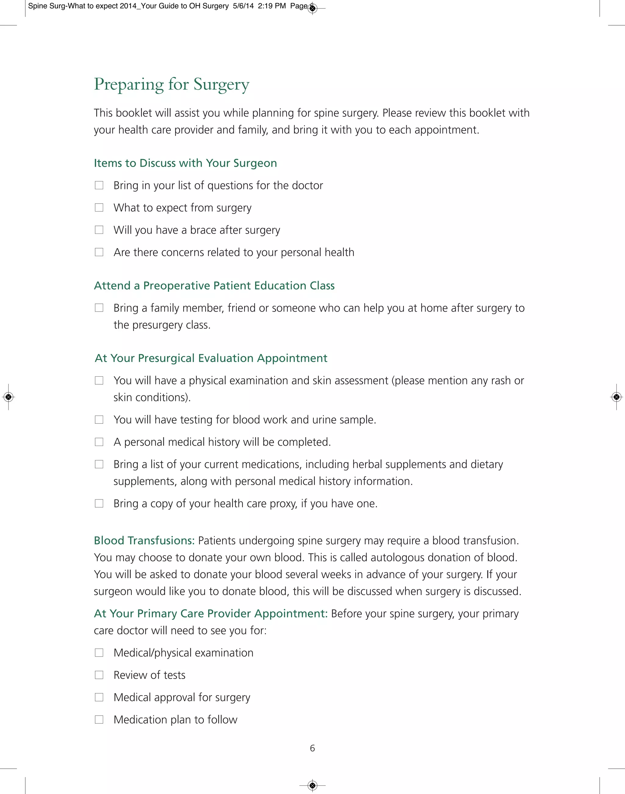 What to Expect from Spine Surgery | PDF