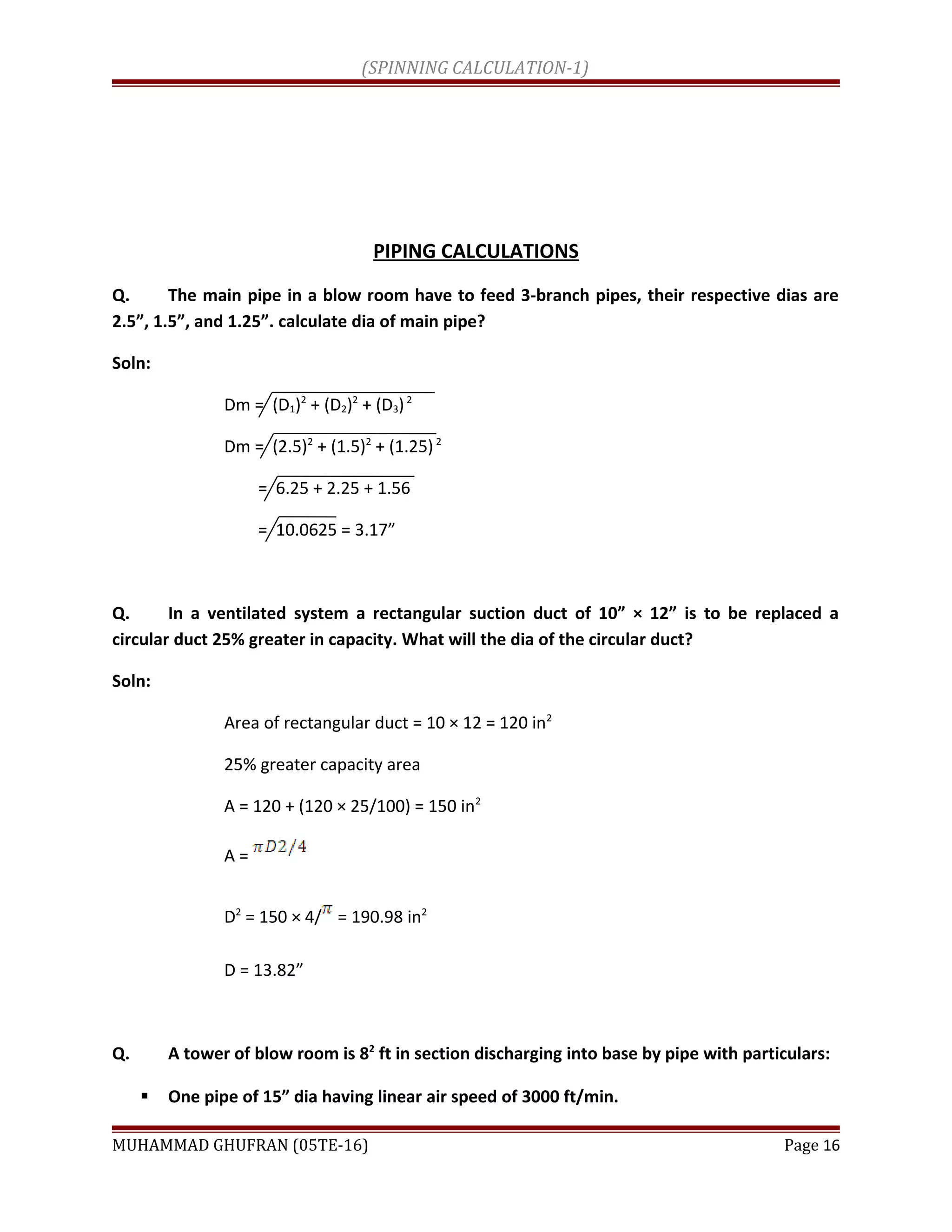 Spinning calculations | DOC