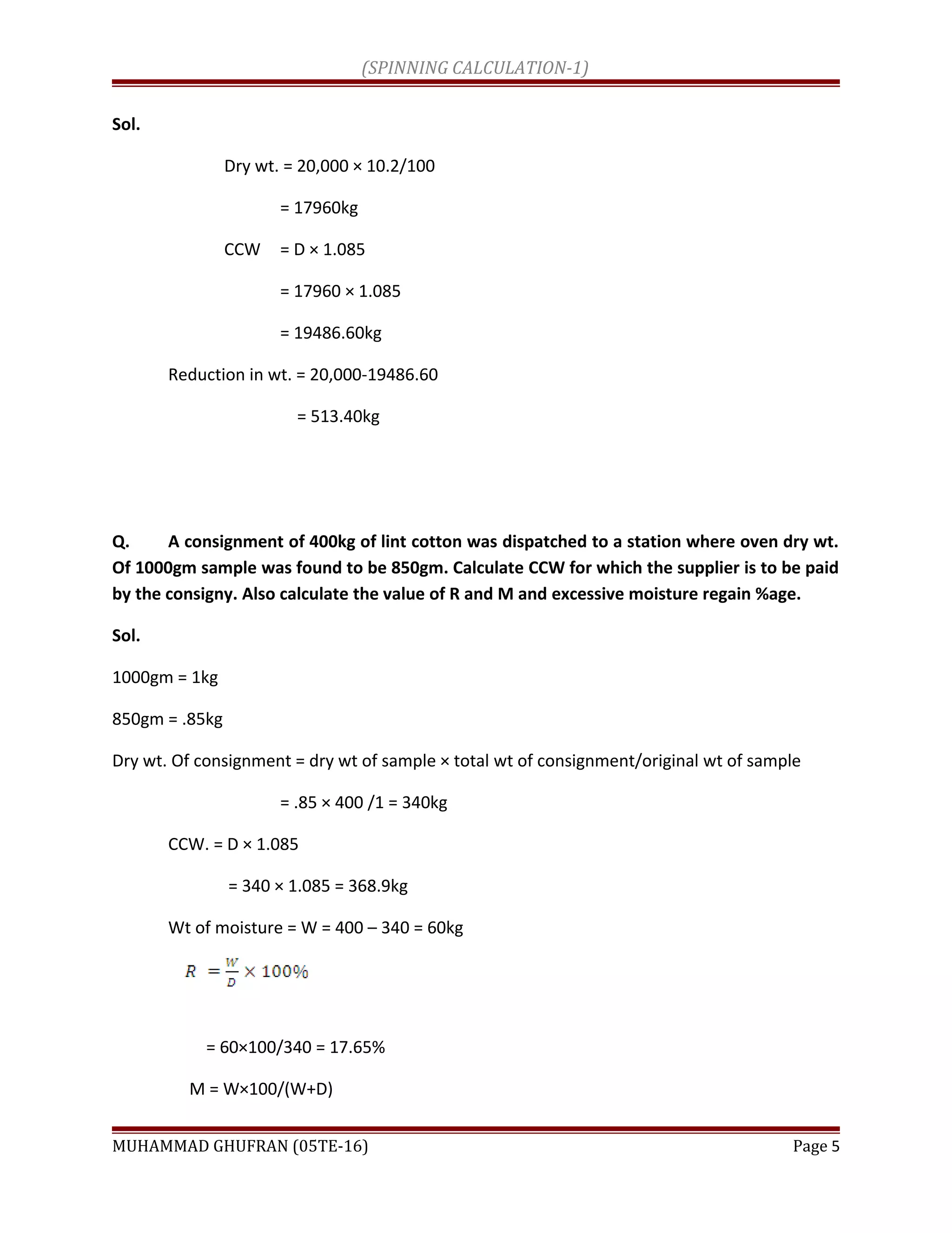 Spinning calculations | DOC