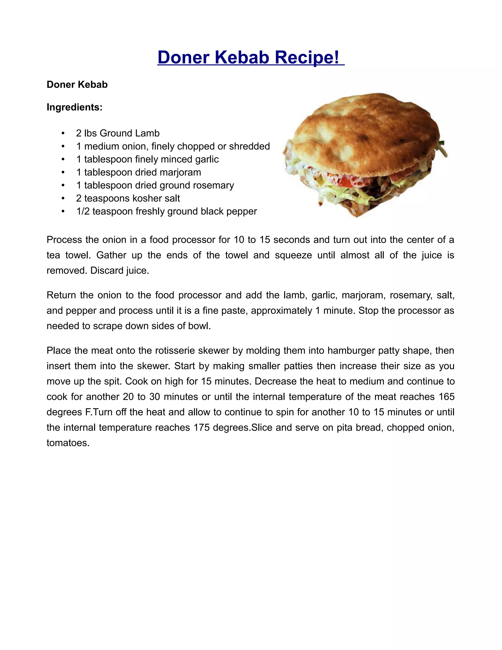 Doner Kebab Recipe! | PDF