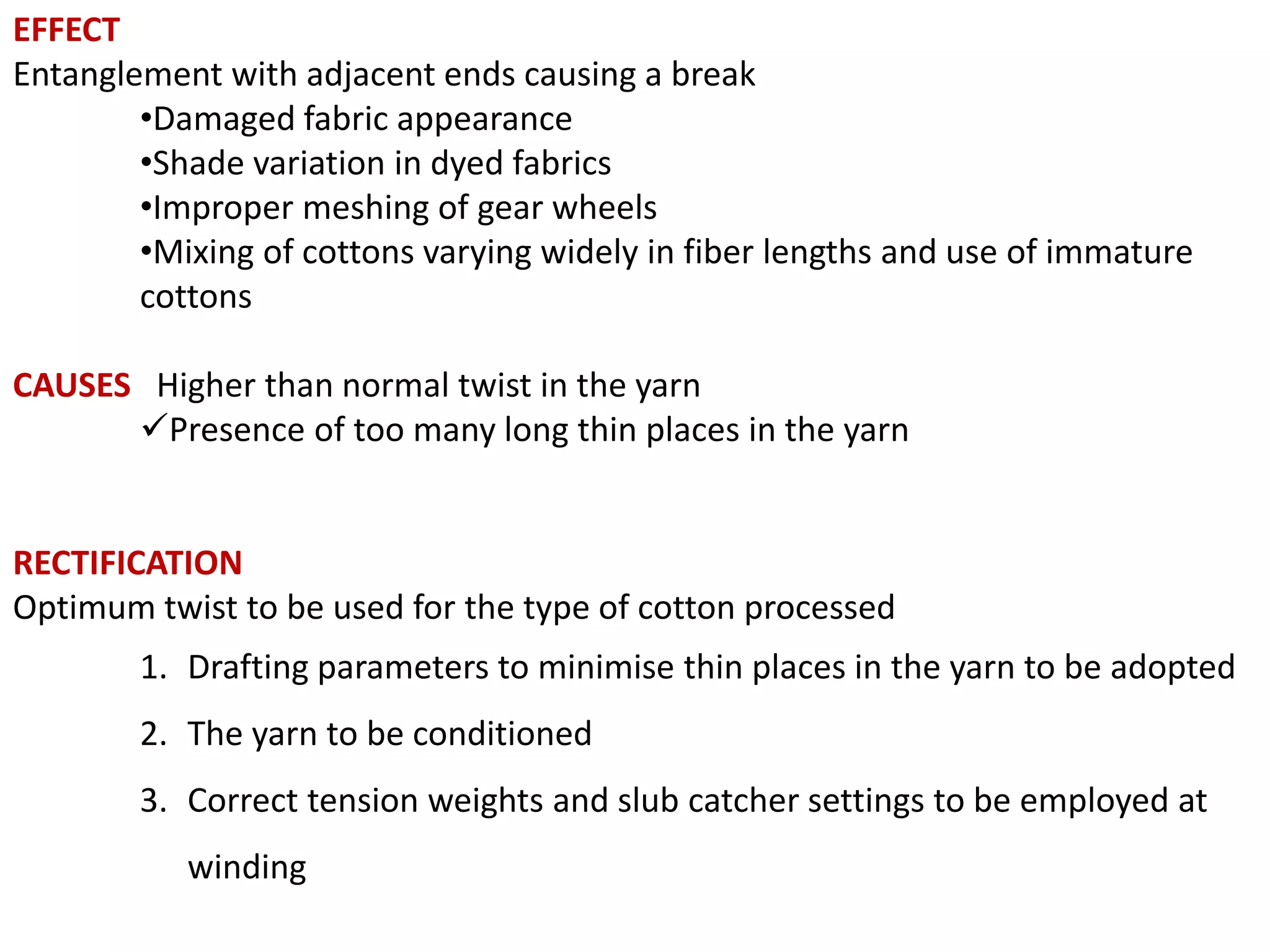 Spinning yarn faults | PPTX