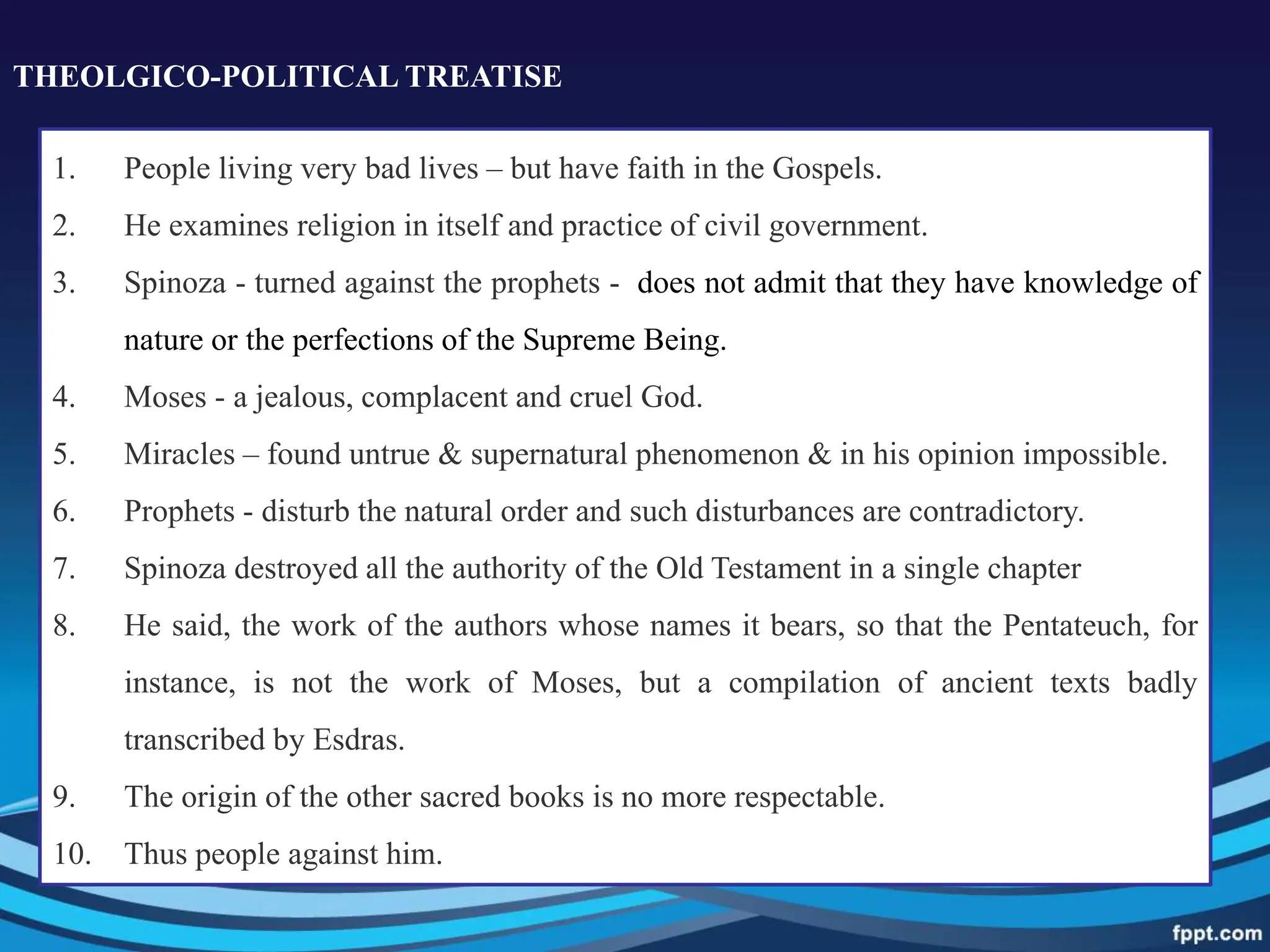spinoza and his great principles and thoughts | PPTX