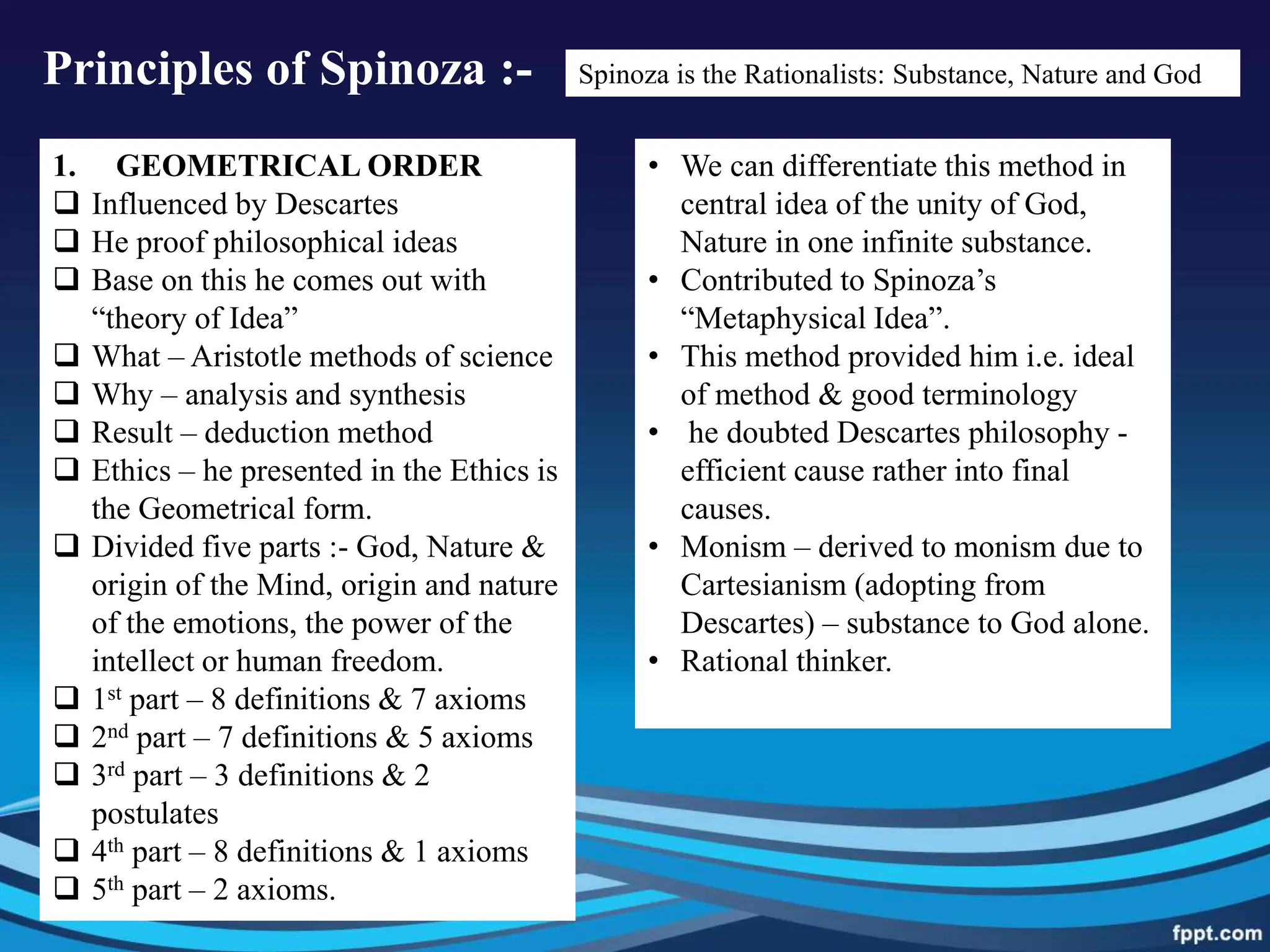 spinoza and his great principles and thoughts | PPTX