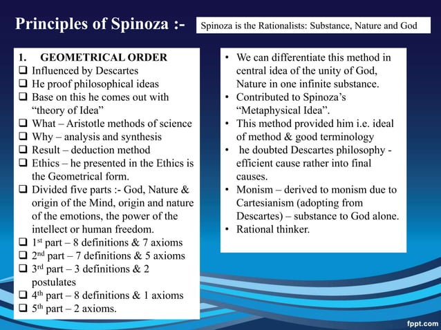 spinoza and his great principles and thoughts | PPTX | Agnosticism | Religion & Spirituality