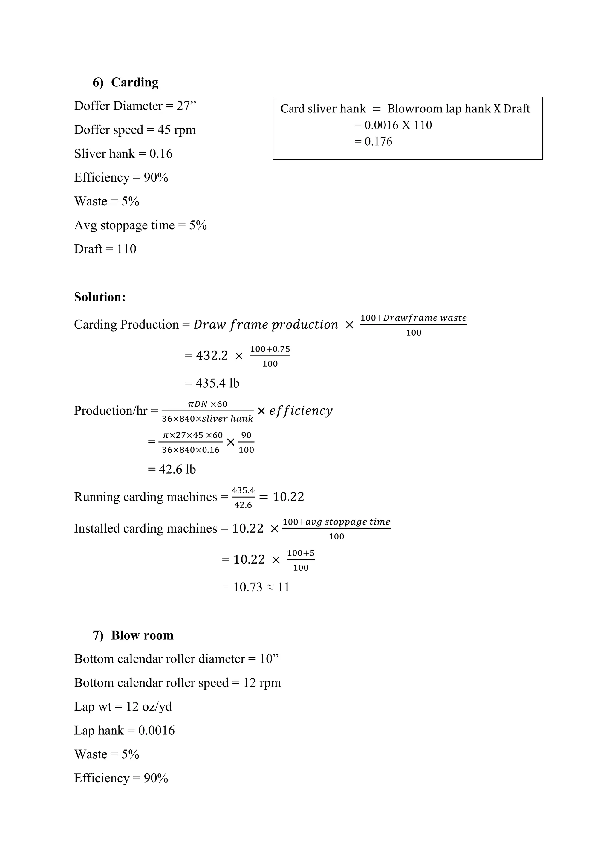 Spin plan for 80s combed yarn | PDF