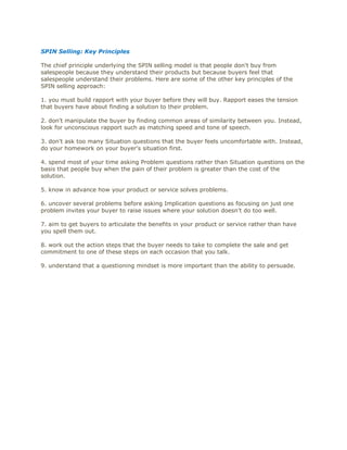 Spin selling model | DOCX