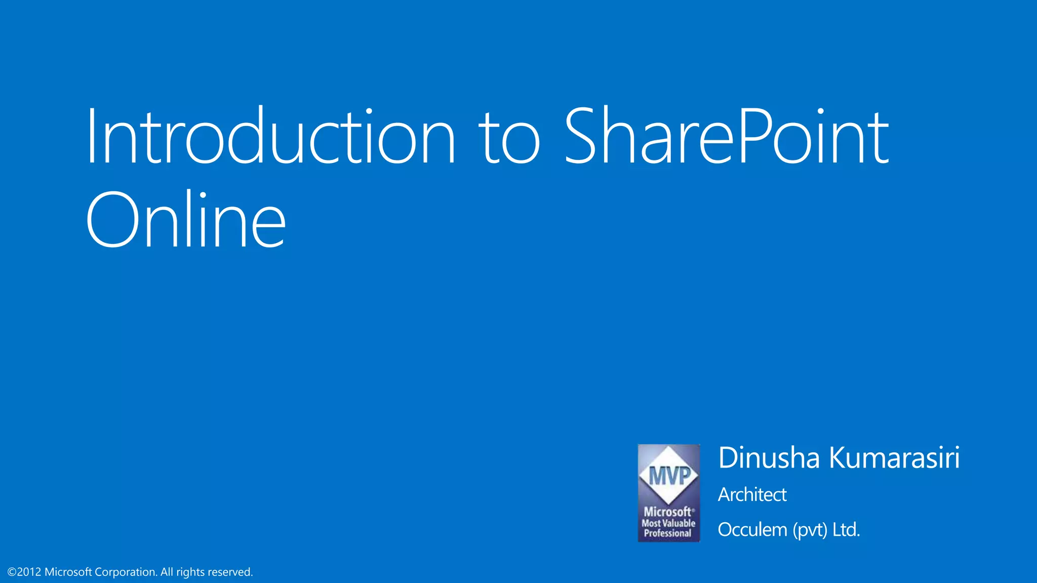 Introduction to SharePoint Online | PPTX