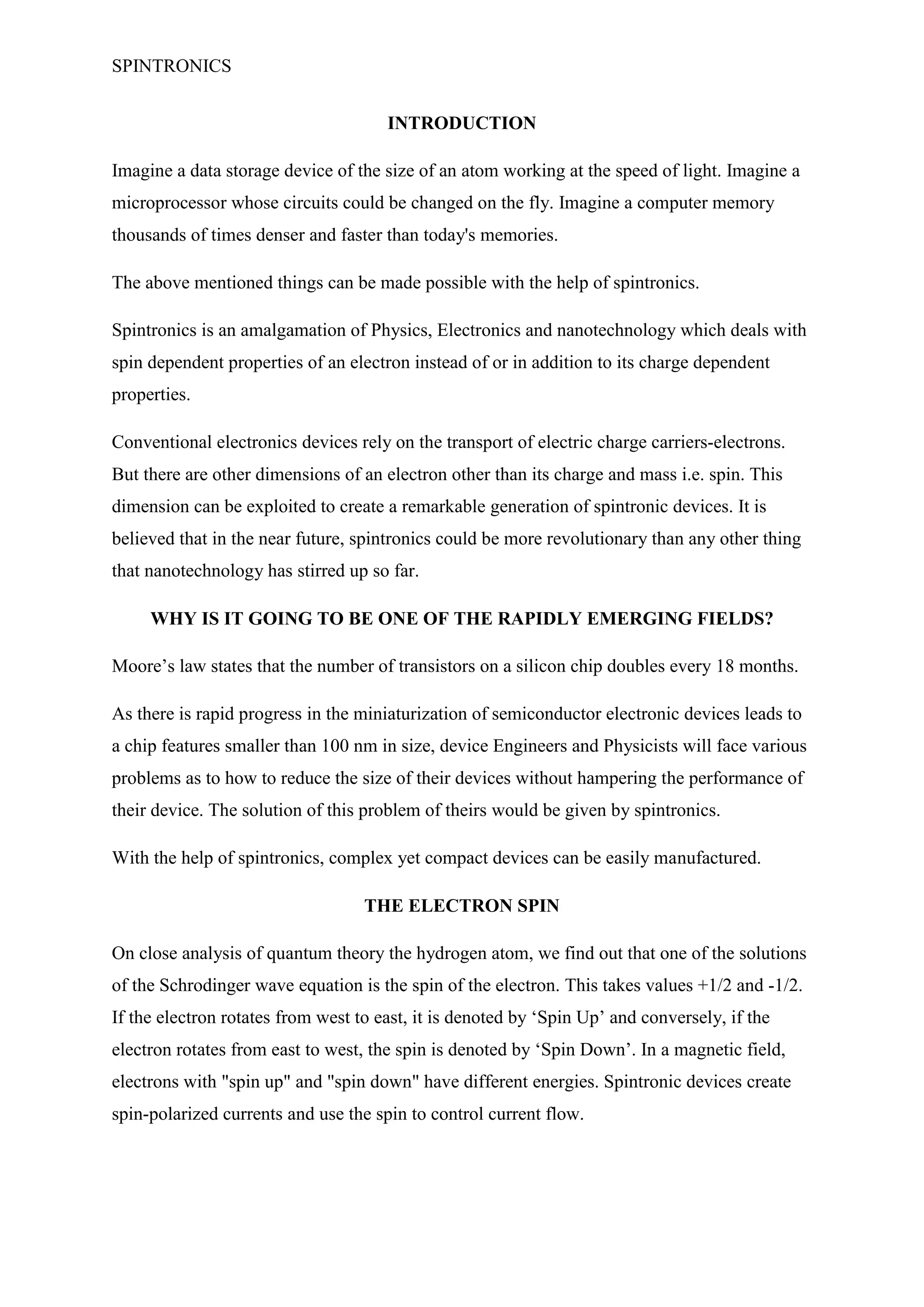 Spintronics technical paper | PDF