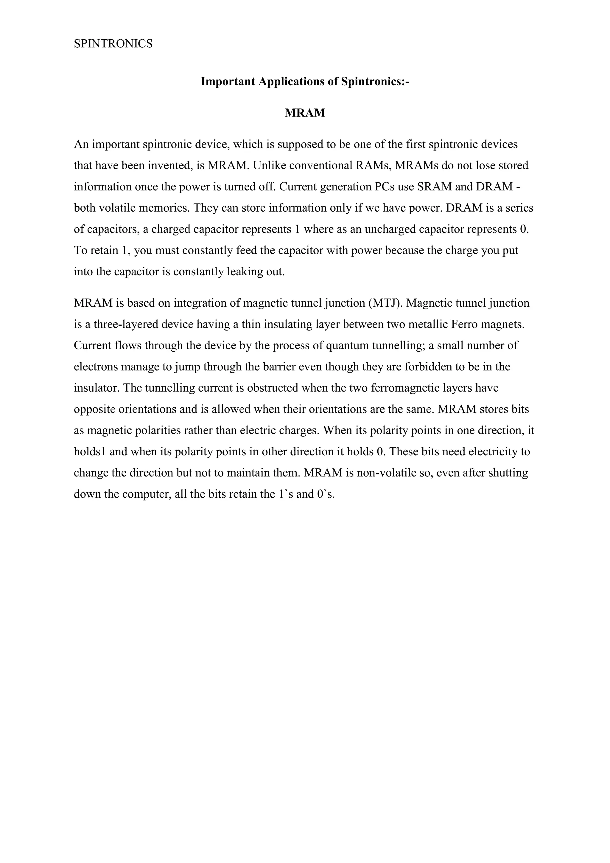 Spintronics technical paper | PDF