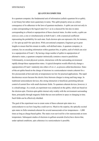 Spintronics technical paper | PDF