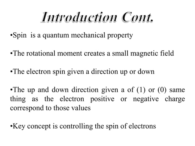 Spintronics ppt | PPT | Physics | Science