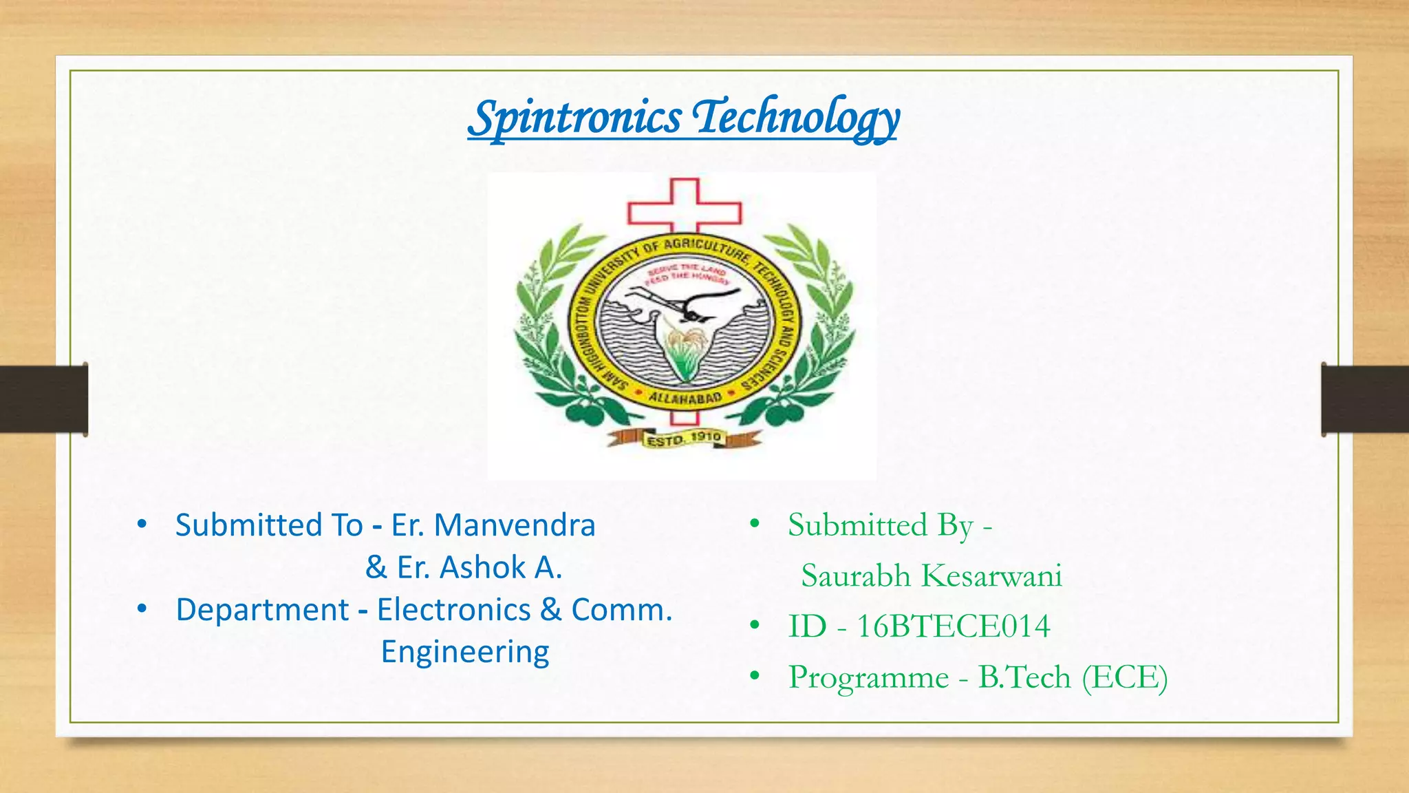 Spintronics Technology | PPTX