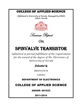 Spin valve sransistor | DOCX