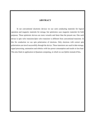 Spin valve sransistor | DOCX