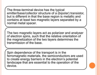 Spin valve transistor | PPTX
