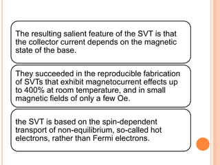 Spin valve transistor | PPTX