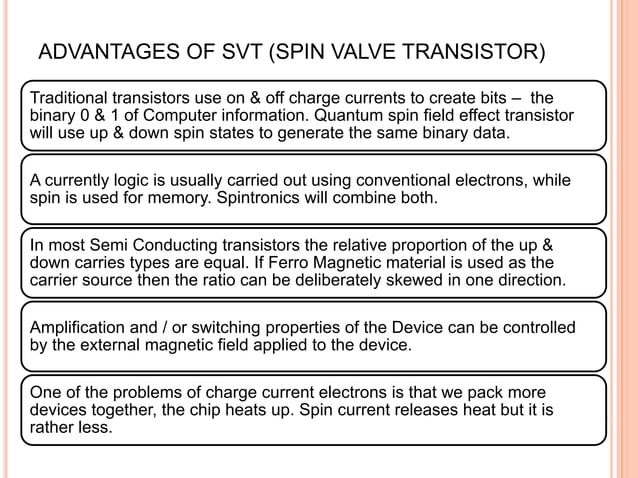 Spin valve transistor | PPTX | Physics | Science