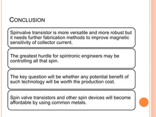 Spin valve transistor | PPTX