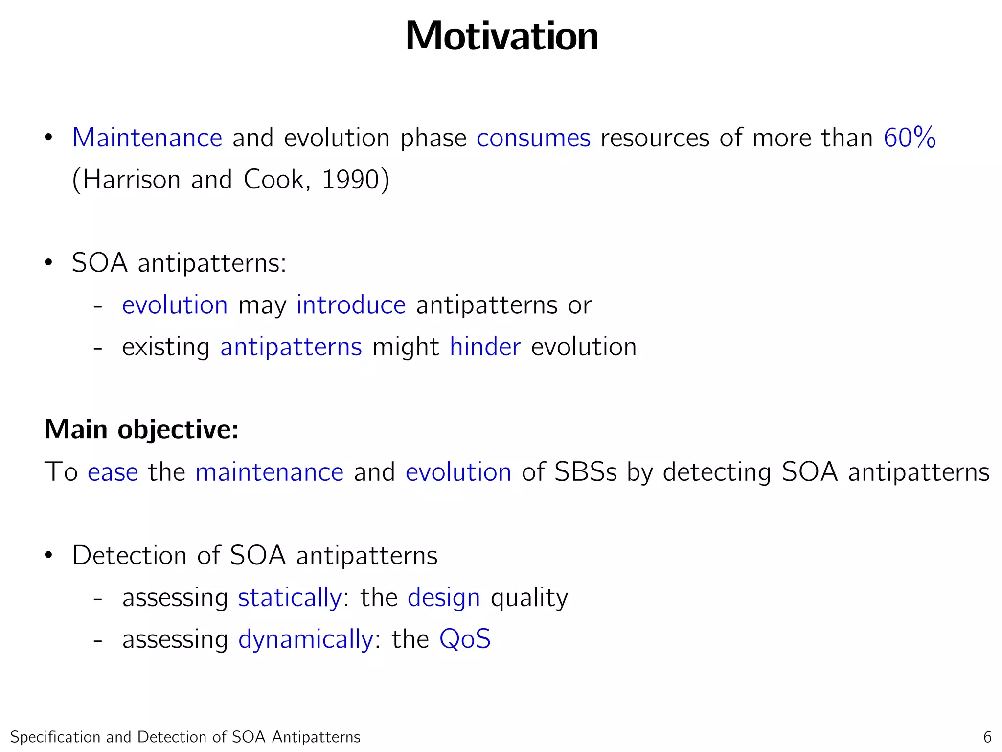 Specification And Detection Of Soa Antipatterns Ppt