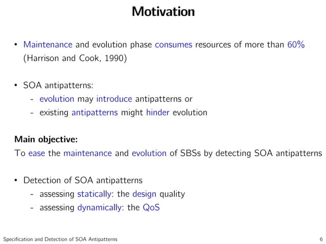 Specification And Detection Of Soa Antipatterns Ppt