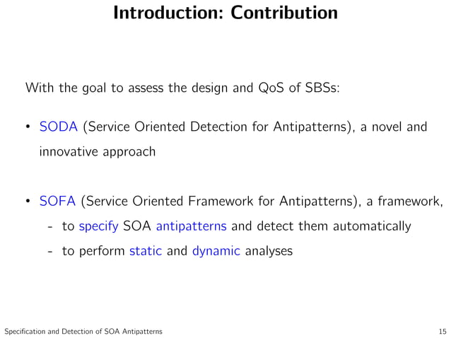 Specification And Detection Of Soa Antipatterns Ppt