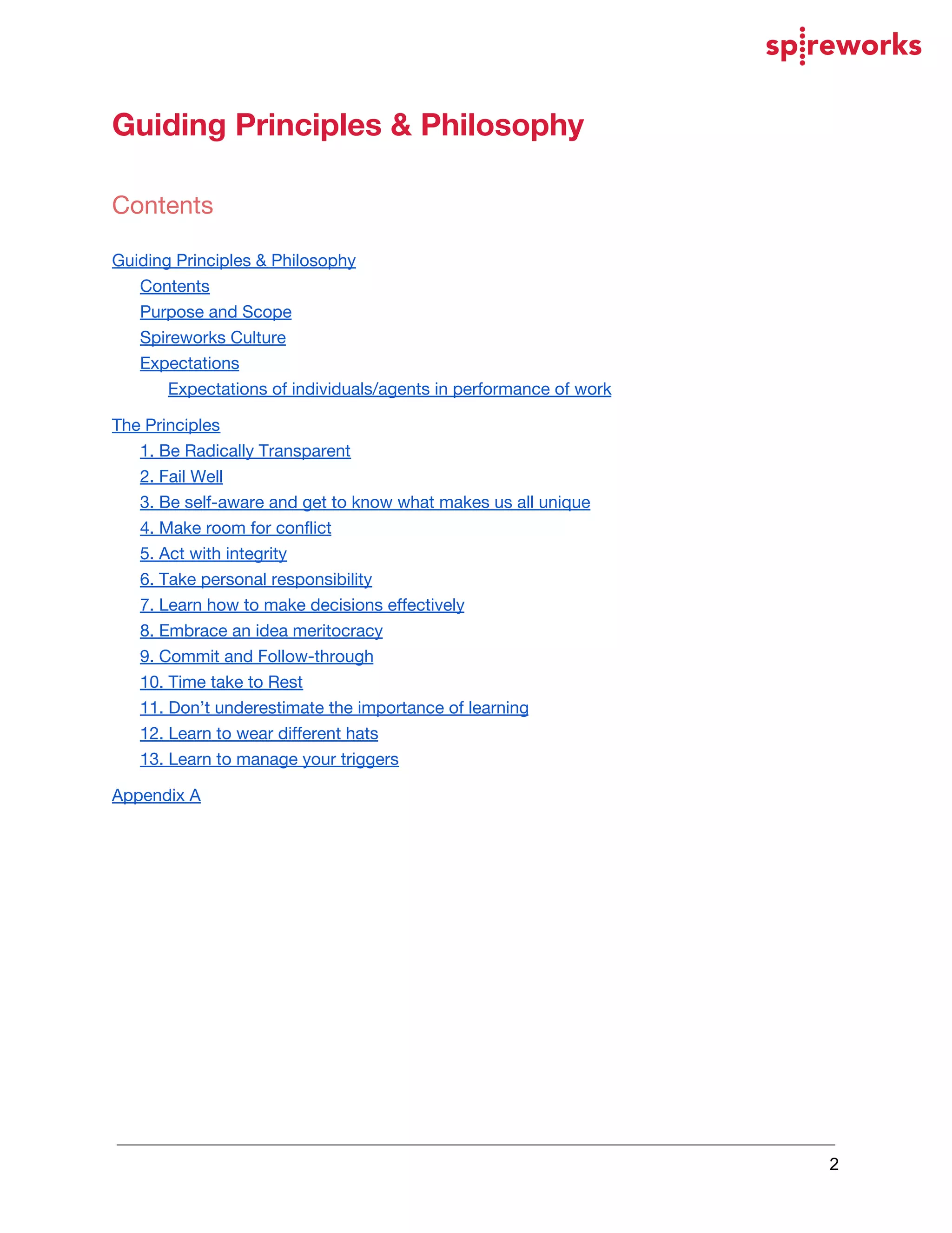 Spireworks guiding principles | PDF