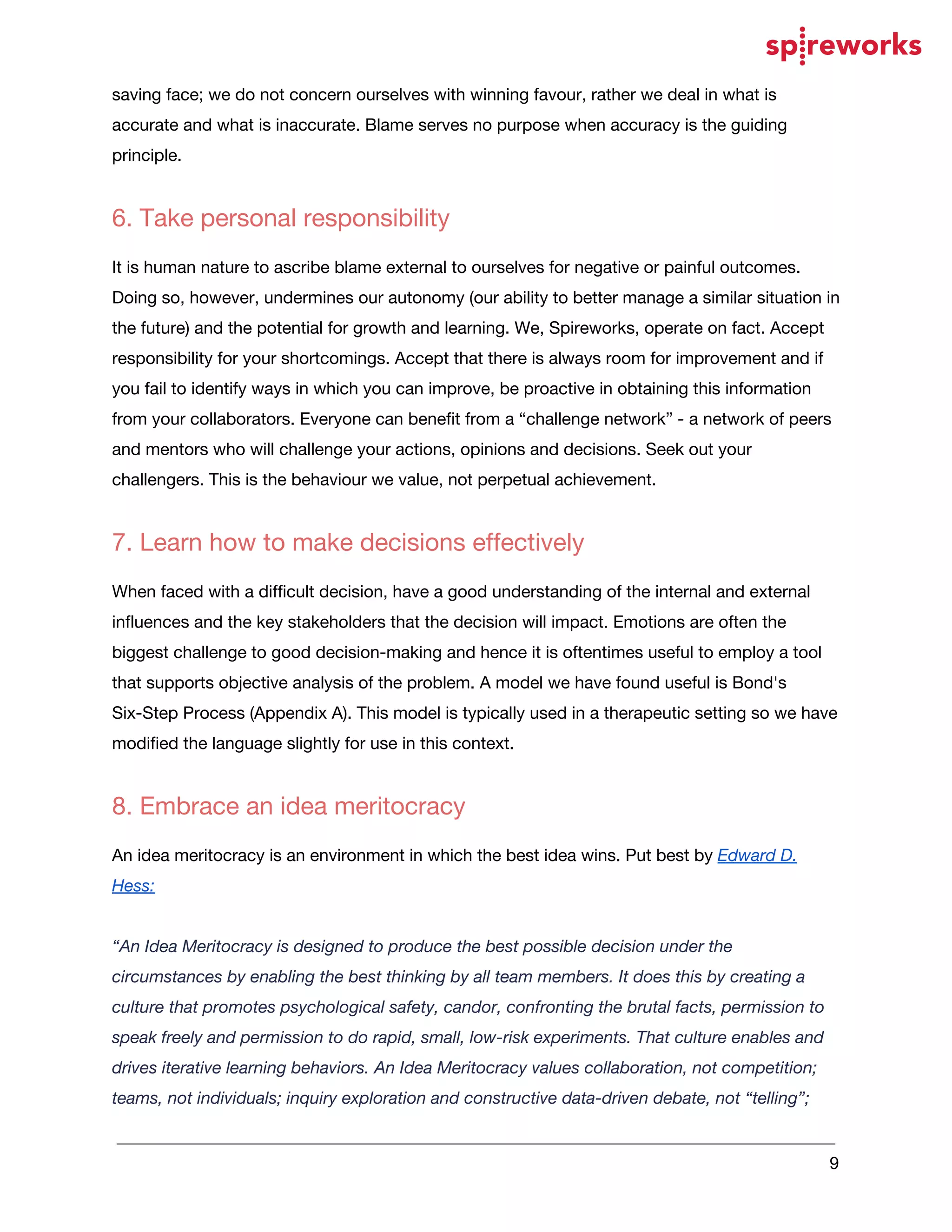 Spireworks guiding principles | PDF