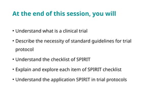 Writing clinical trial SPIRIT guidelines | PPTX