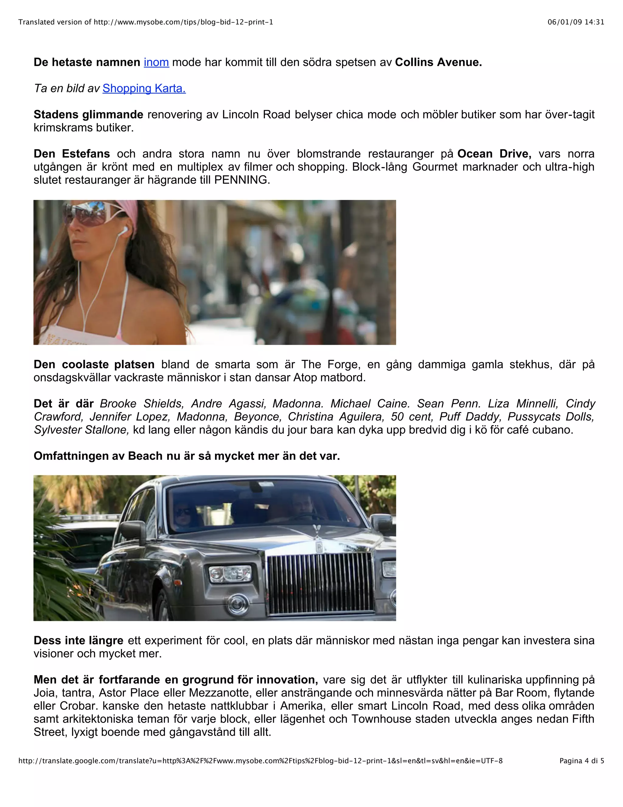 Spirit Miami Beach Swedish | PDF