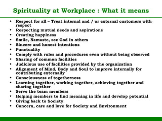 Spirituality at Workplace - The Excel Way | PPT
