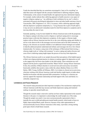 Spirituality and Religious Coping in African American Youth with ...