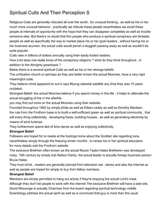 Spiritual Cults And Their Perception S | PDF