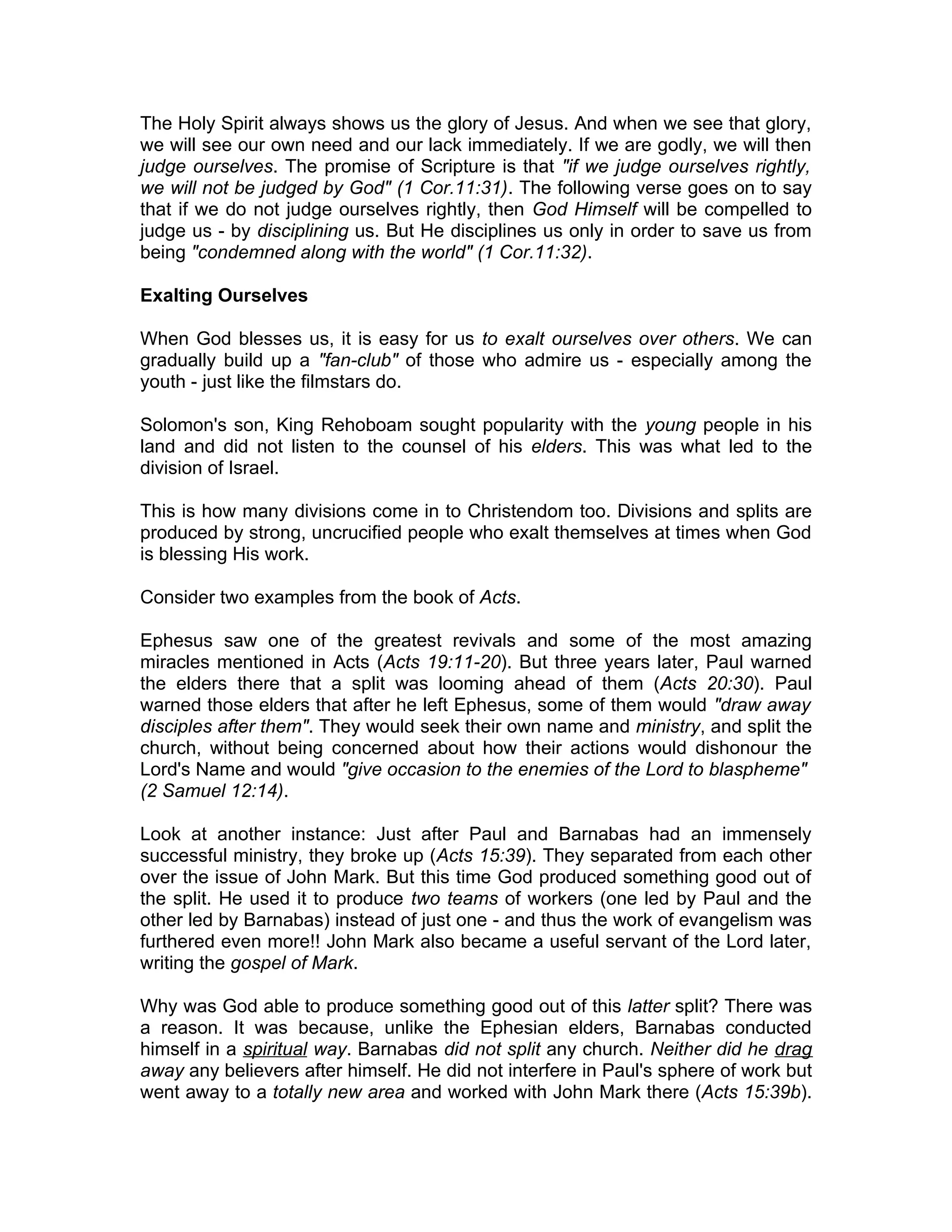 Spiritual Dangers When We Are Blessed | PDF