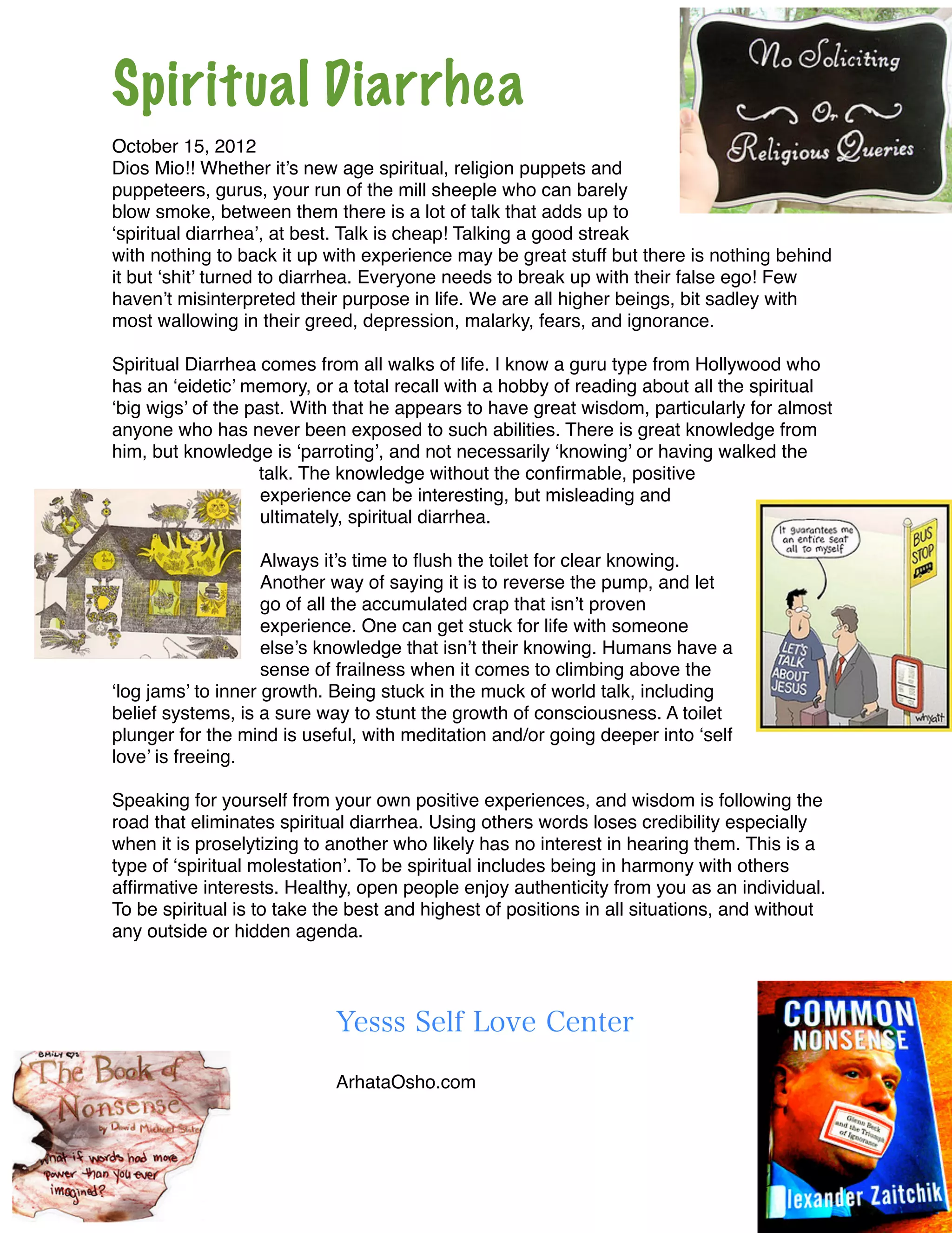 Spiritual diarrhea | PAGES