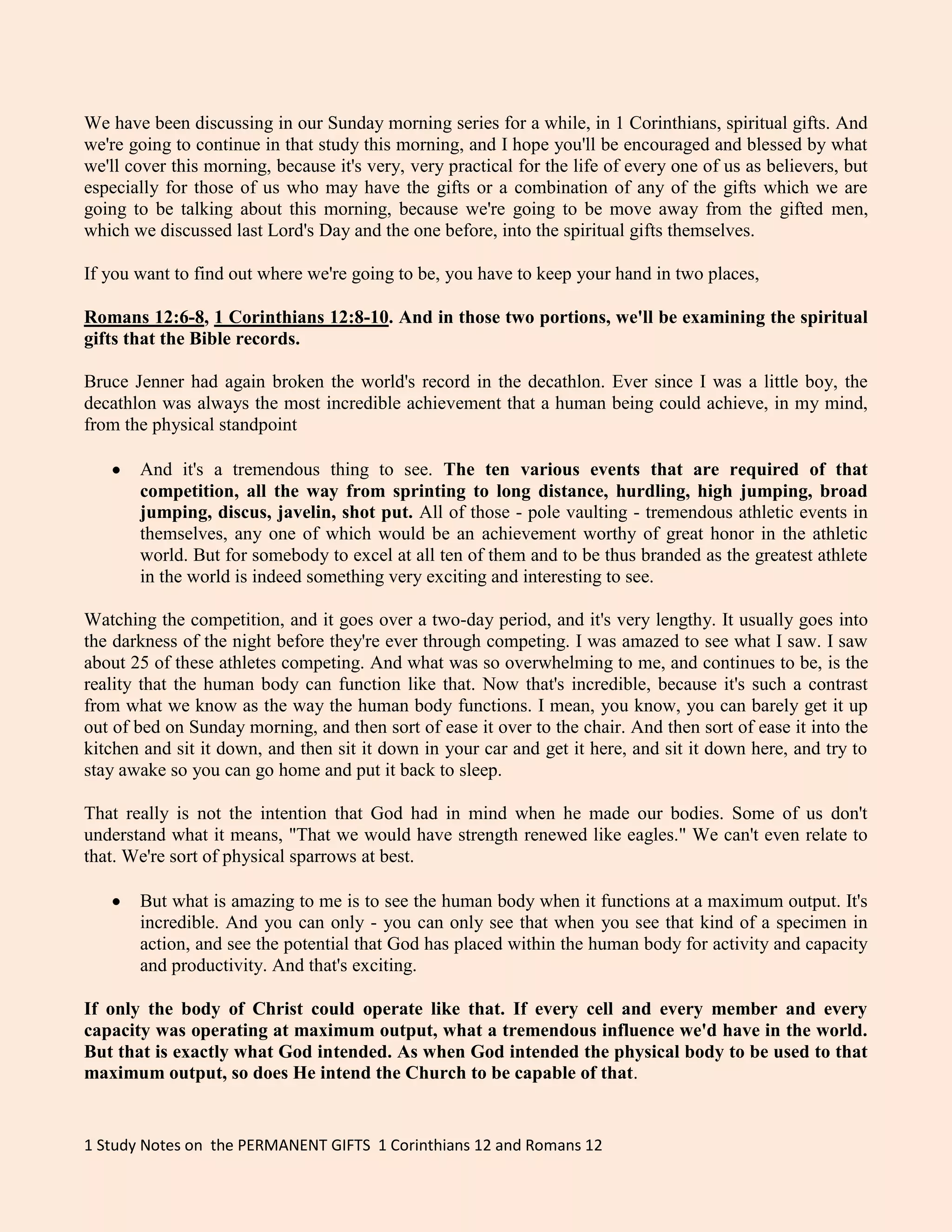 Spiritual gifts five notes | DOCX