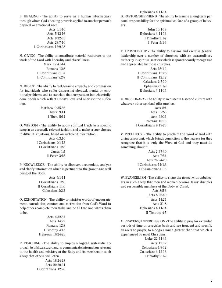 Spiritual Gifts Test Printable Spiritual Gifts Test Printable