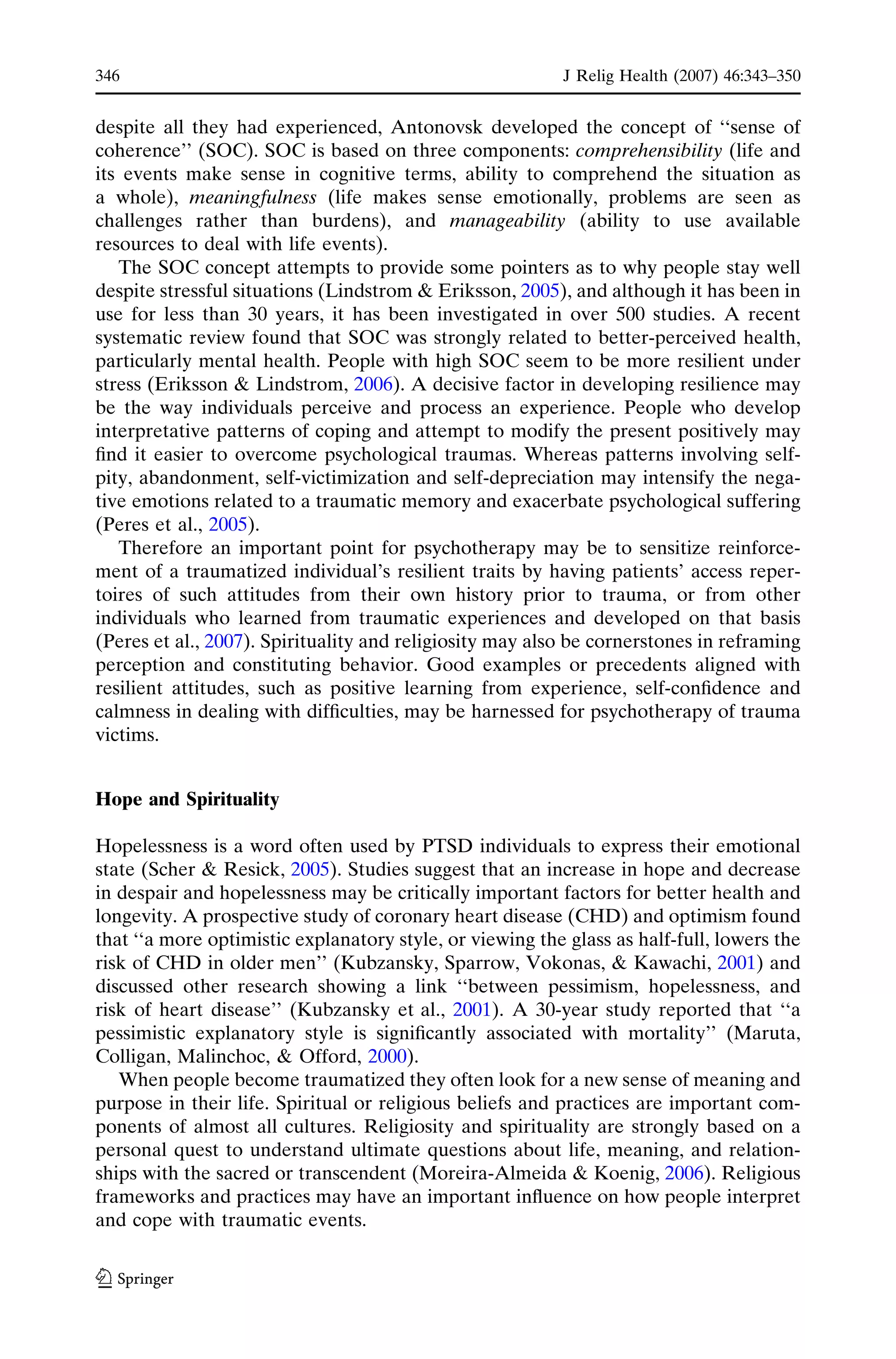 Spirituality And Resilience In Trauma Victims | PDF