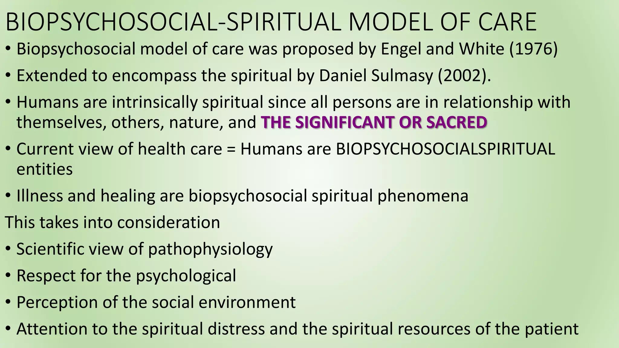 Spirituality and religion in health care | PPTX