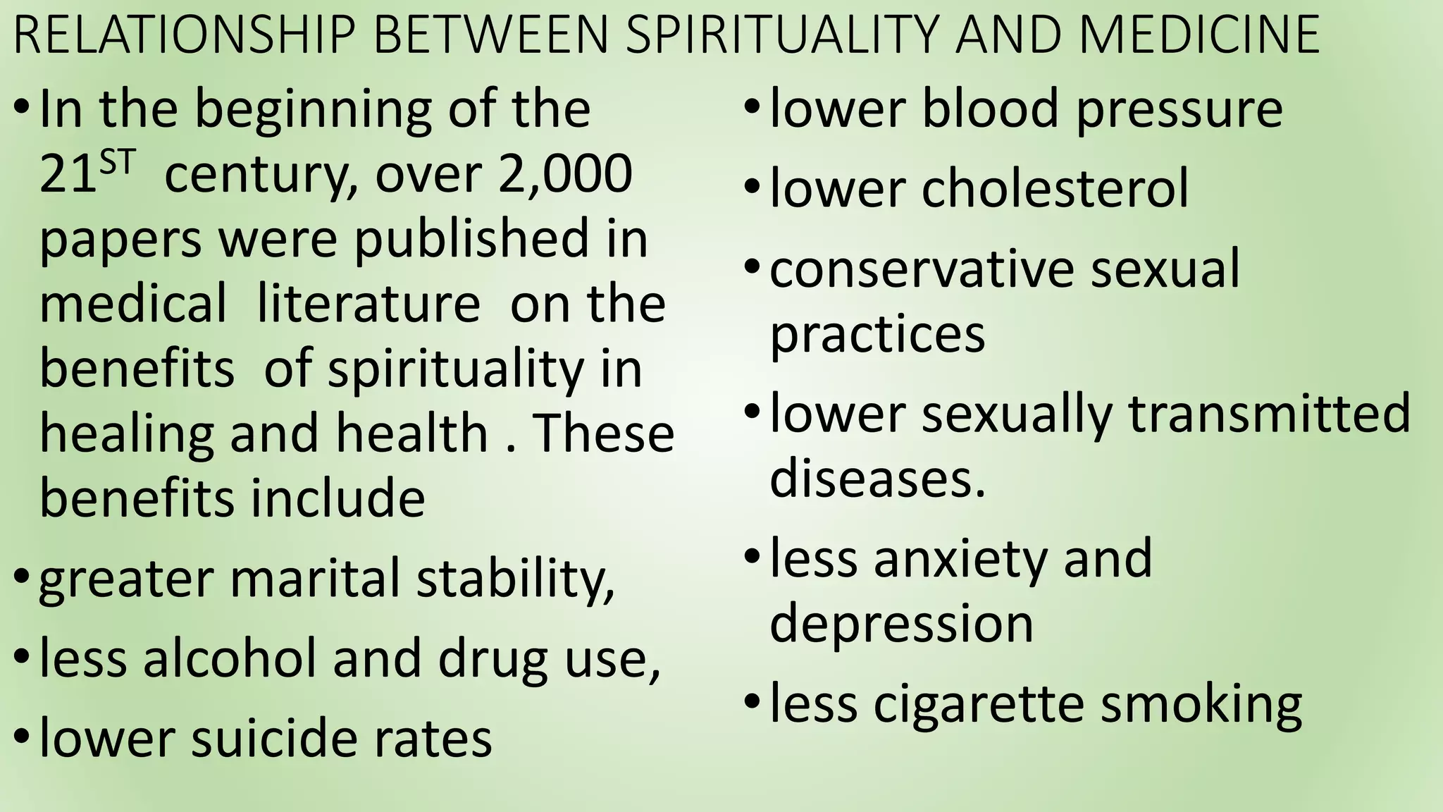 Spirituality and religion in health care | PPTX