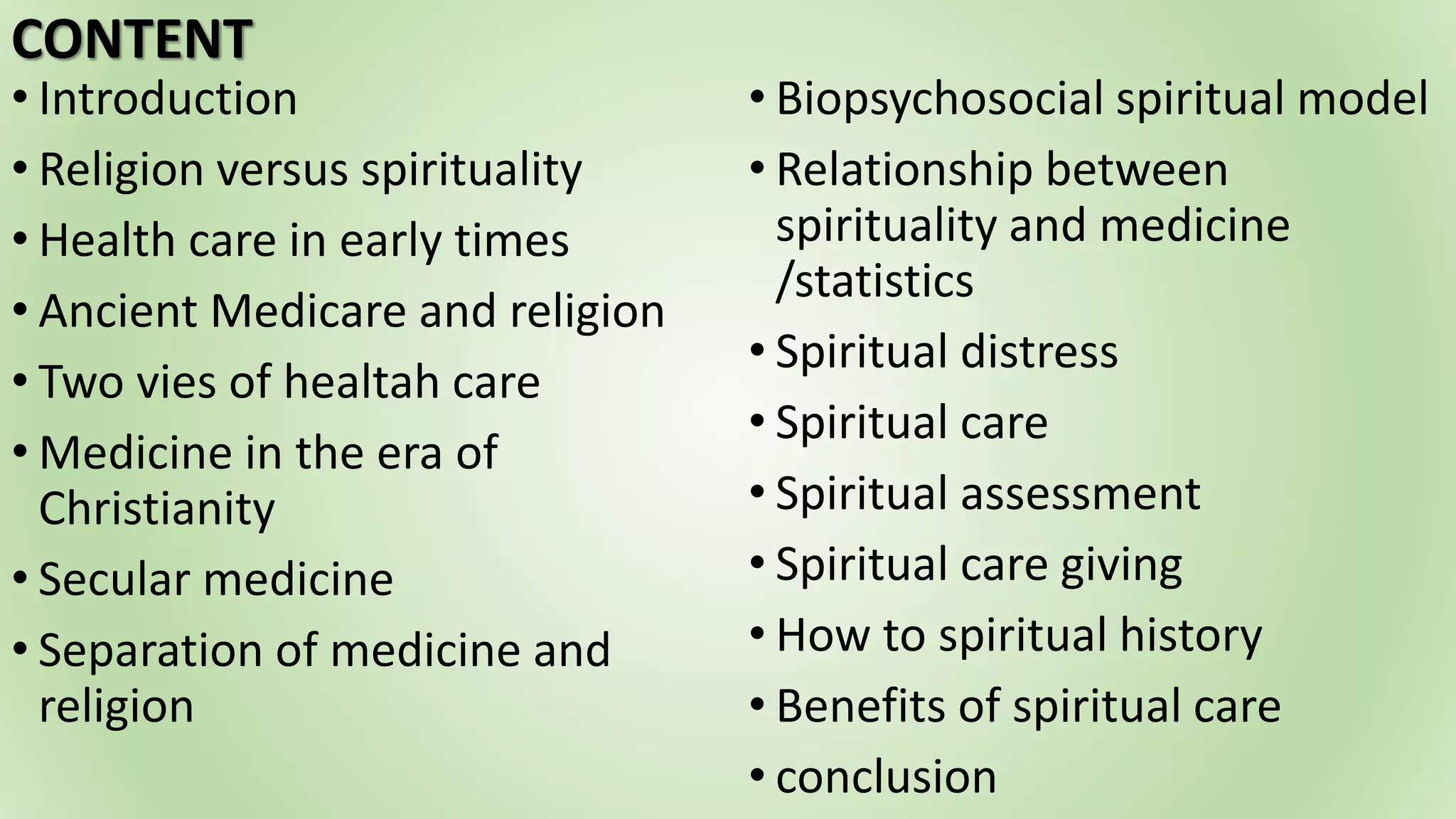 Spirituality and religion in health care | PPTX