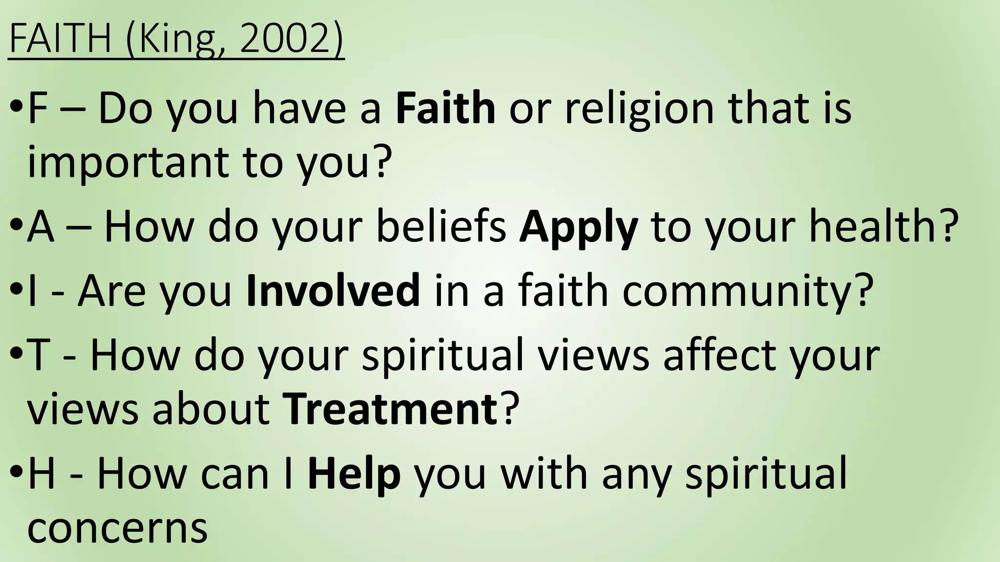Spirituality and religion in health care | PPTX