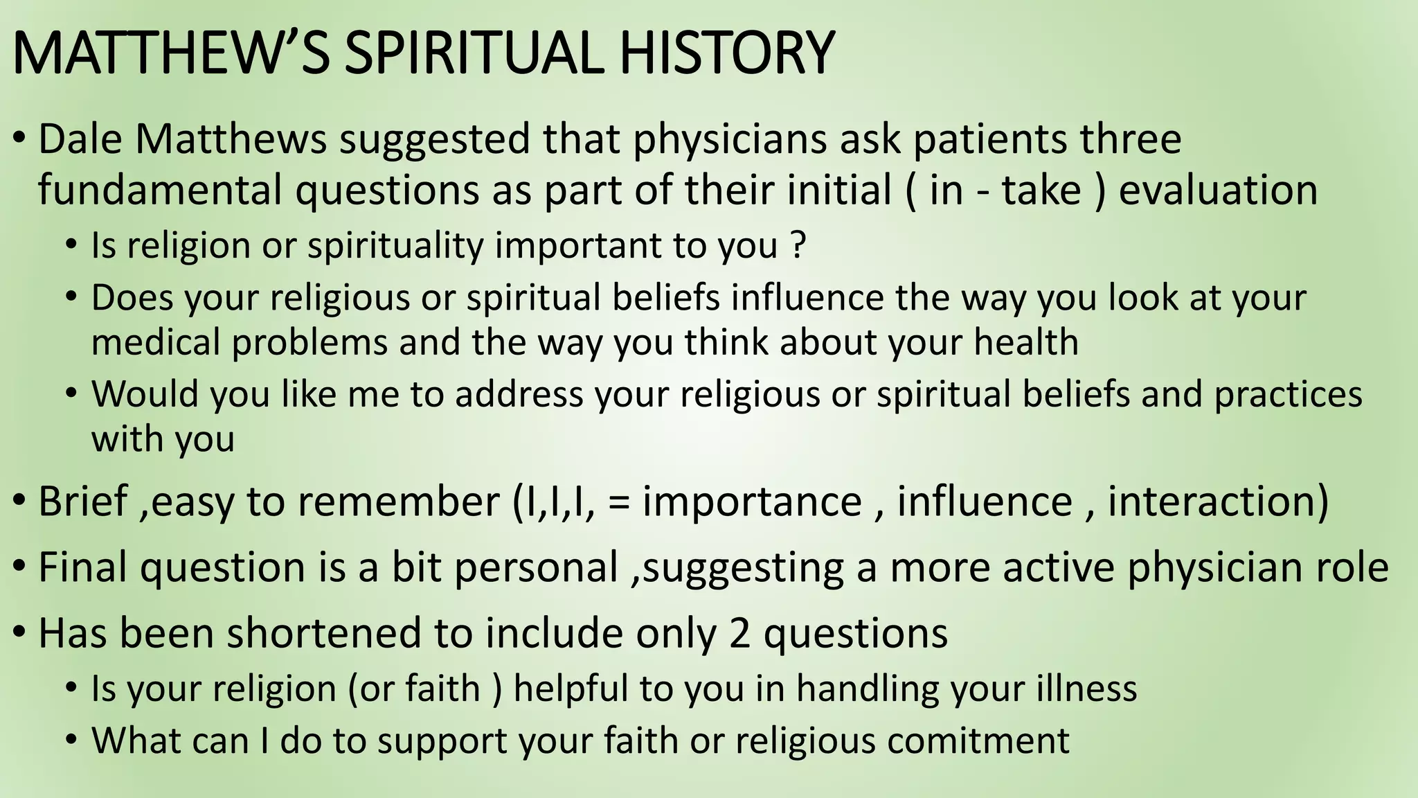 Spirituality and religion in health care | PPTX