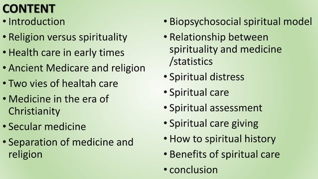 Spirituality and religion in health care | PPTX | Christianity ...