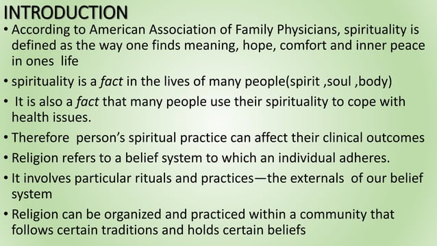 Spirituality and religion in health care | PPTX | Christianity ...