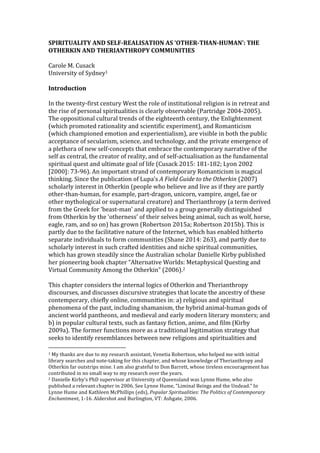 Spirituality and self-realisation as Otherkin by Carole M. Cusack at ...