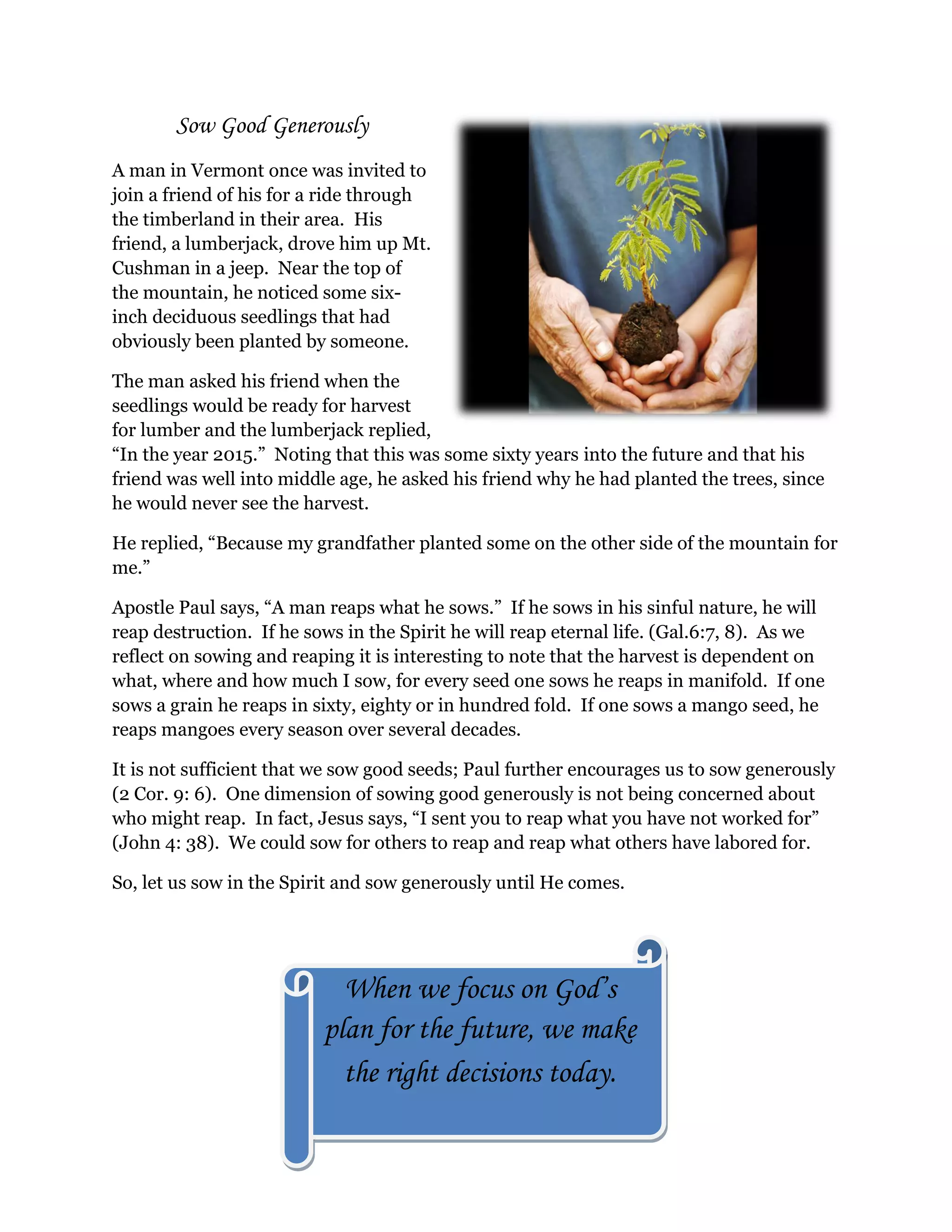 Sow Good Generously | PDF